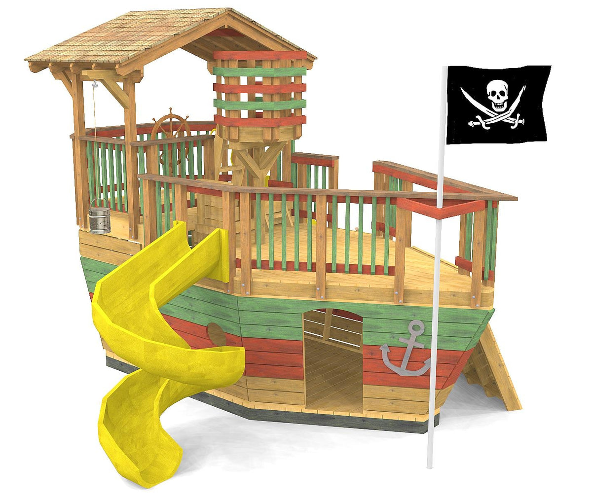 Backyard Pirate Ship Plan | Edward Thatch | 8x17ft DIY Play Project ...