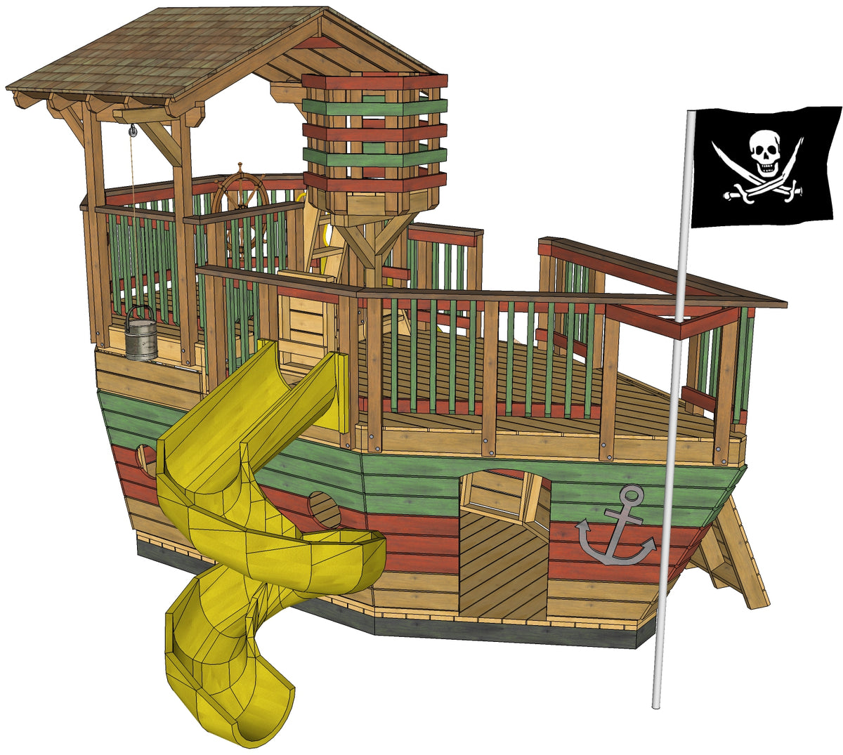 Backyard Pirate Ship Plan | Edward Thatch | 8x17ft DIY Play Project ...