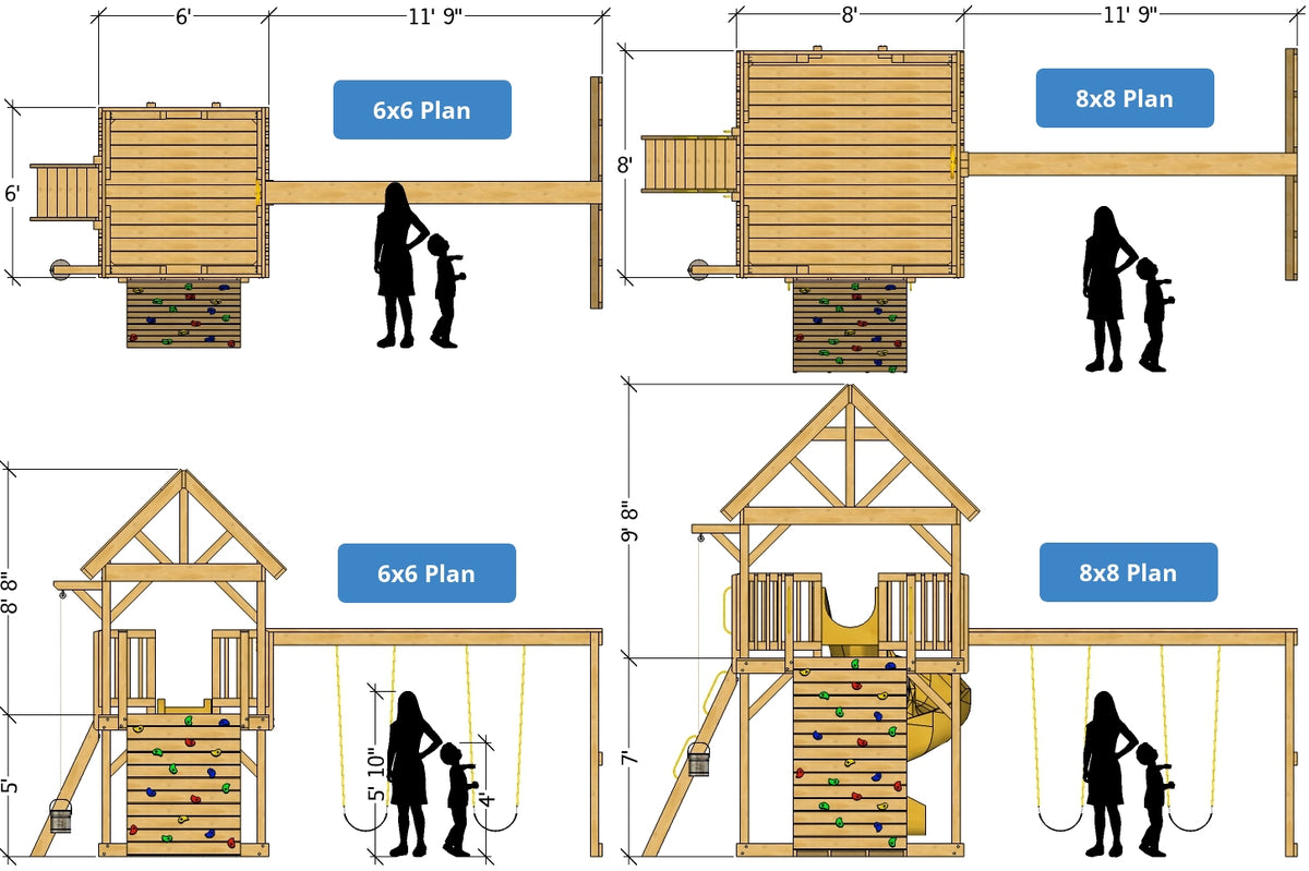 Elevated Swingset Plan | "Red Summit" 6x6 Or 8x8 Backyard Project ...