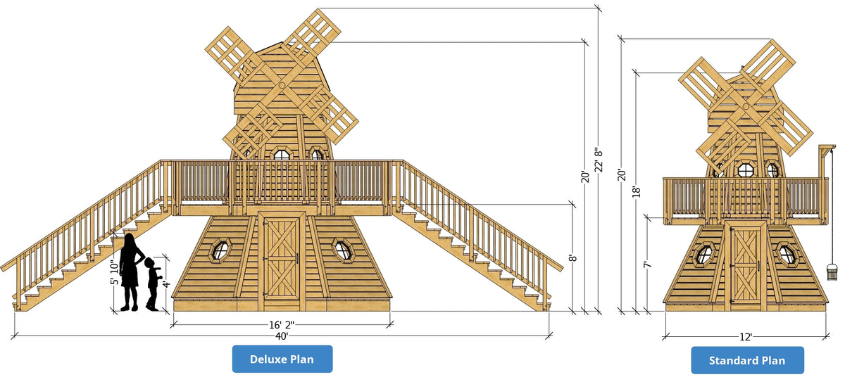 Large Windmill Playhouse Plan | 12x12ft Outdoor DIY Project - Paul's ...