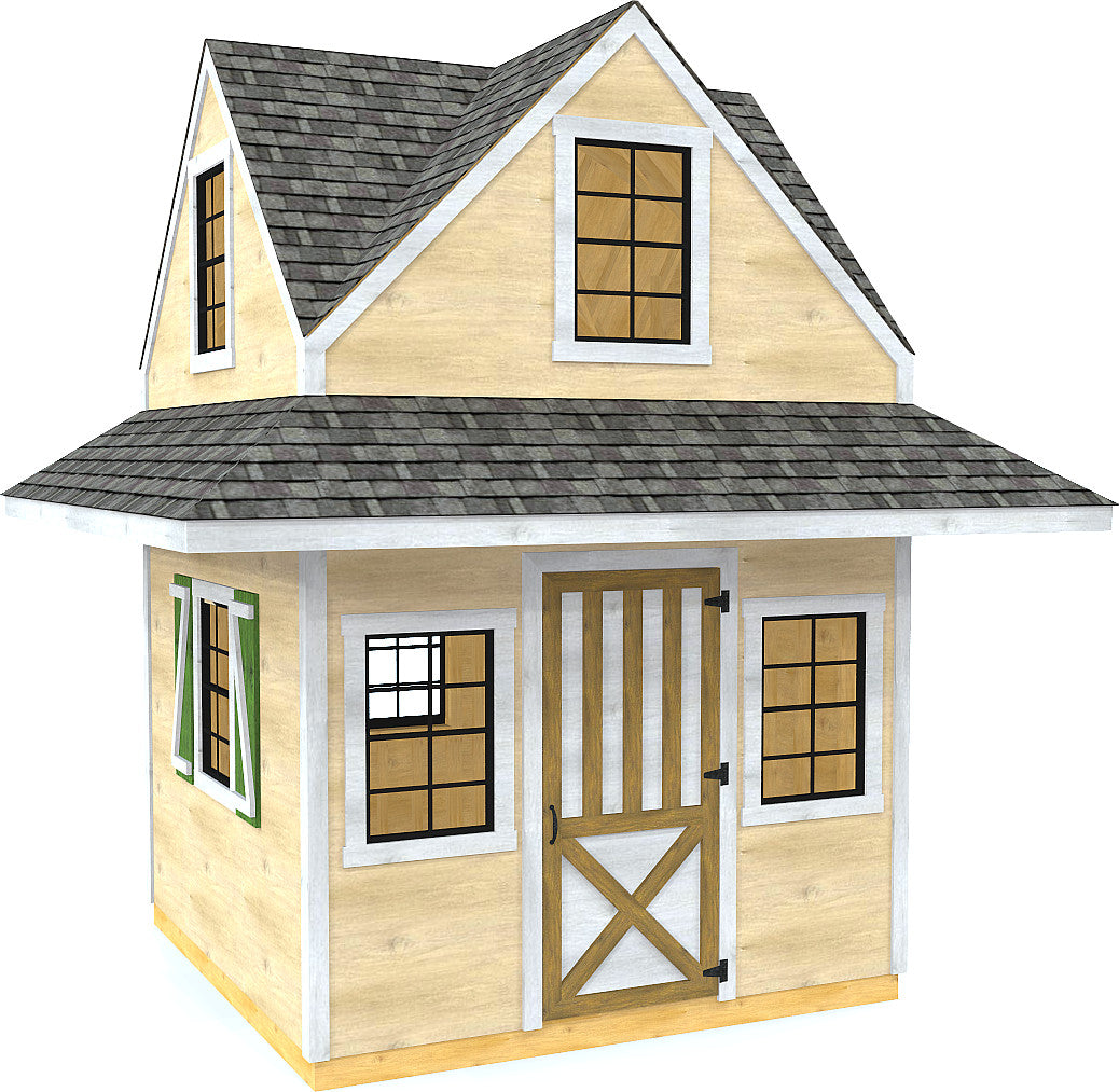 Vivian Shed Plan | 2‑Sizes | Cross Gabled, Lofted Storage Shed Design ...