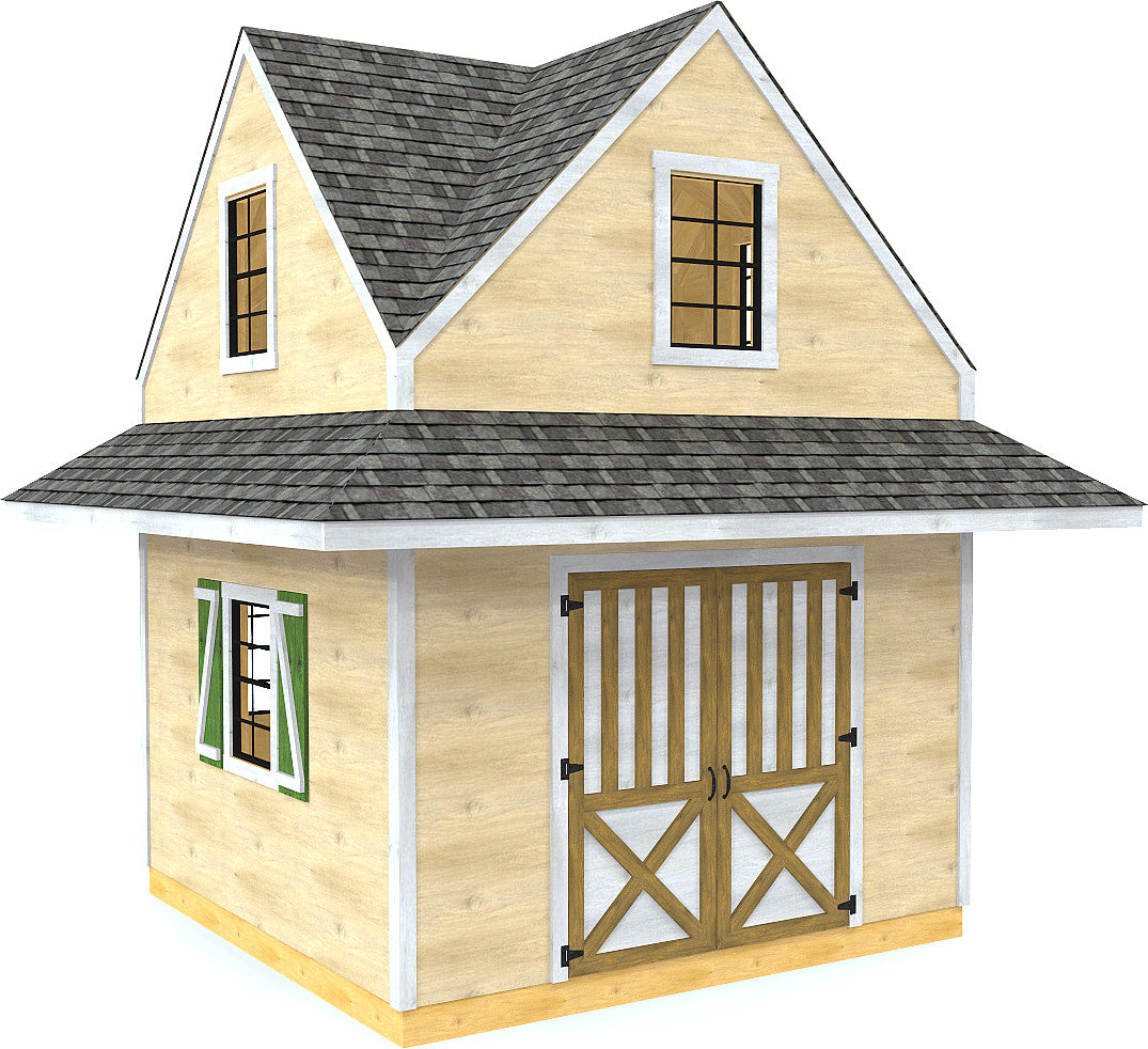 Vivian Shed Plan | 2‑Sizes | Cross Gabled, Lofted Storage Shed Design ...